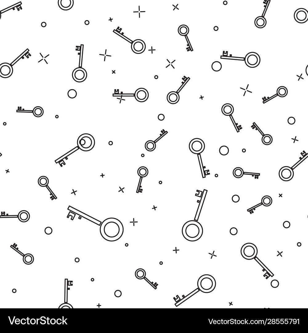 Black line pirate key icon isolated seamless Vector Image