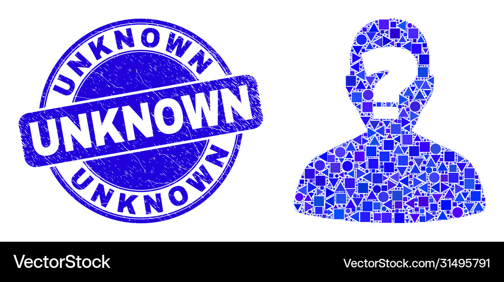Blue distress unknown seal and person Royalty Free Vector