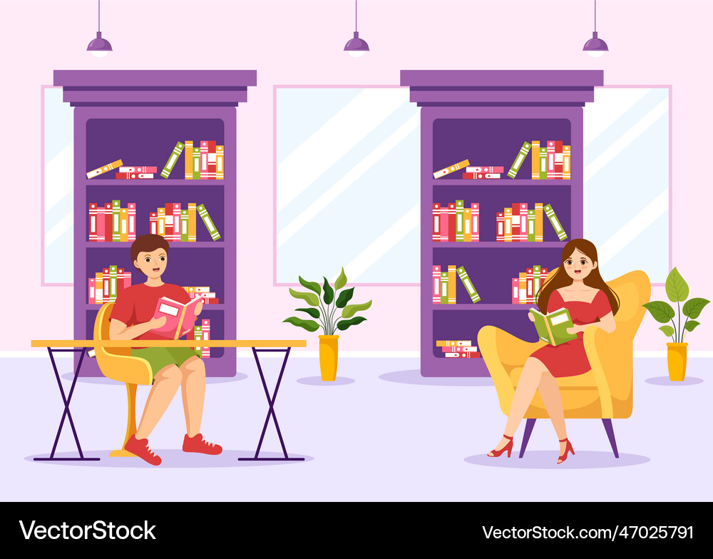 Book week events with people reading or students Vector Image