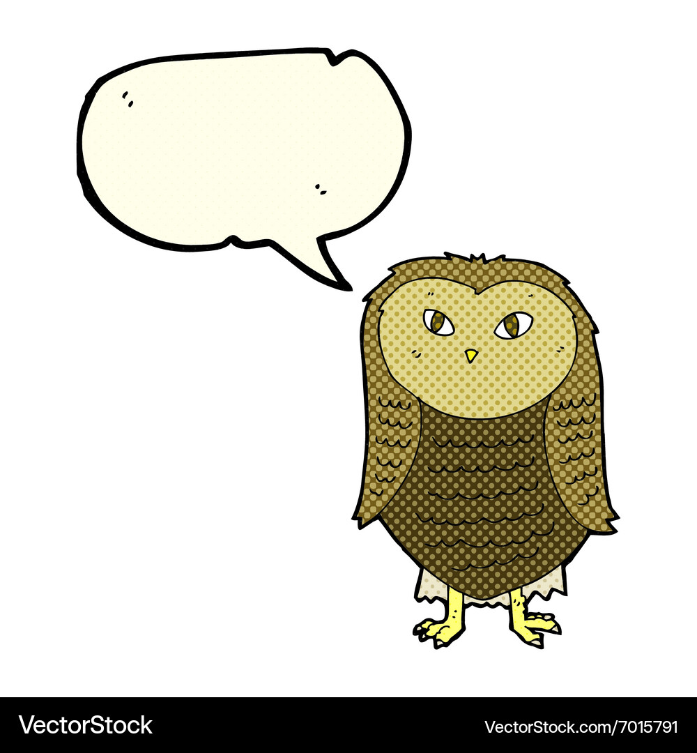 Cartoon owl with speech bubble Royalty Free Vector Image
