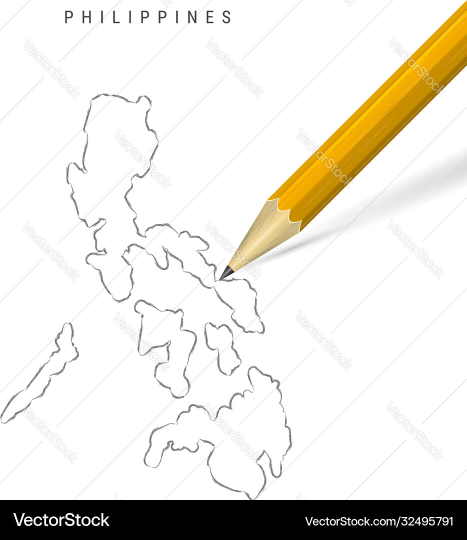 Philippines freehand sketch outline map isolated Vector Image