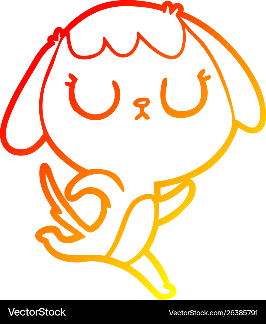 Warm gradient line drawing cute cartoon dog Vector Image