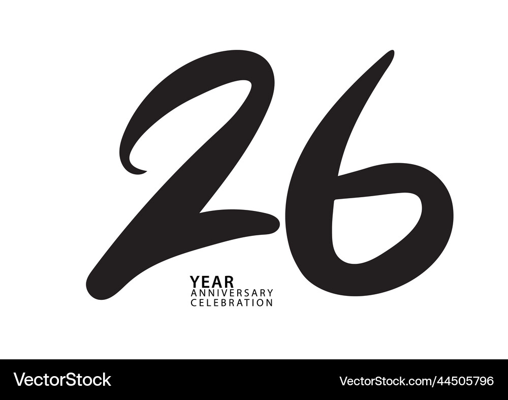 26 year anniversary celebration black color Vector Image