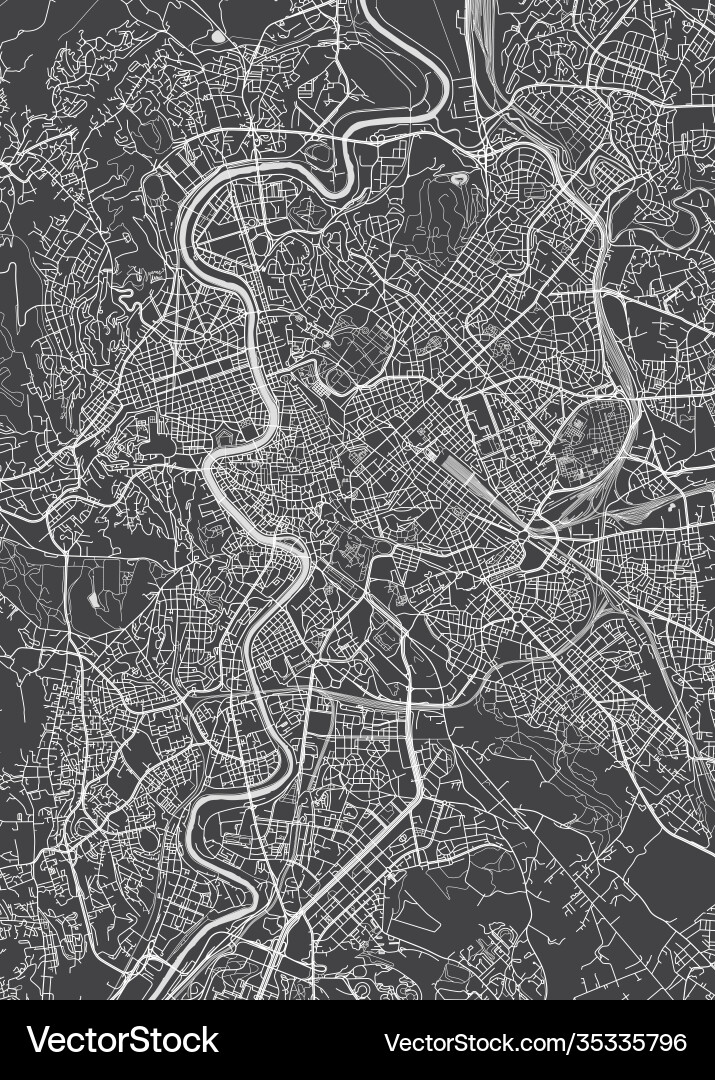 City map rome monochrome detailed plan Royalty Free Vector