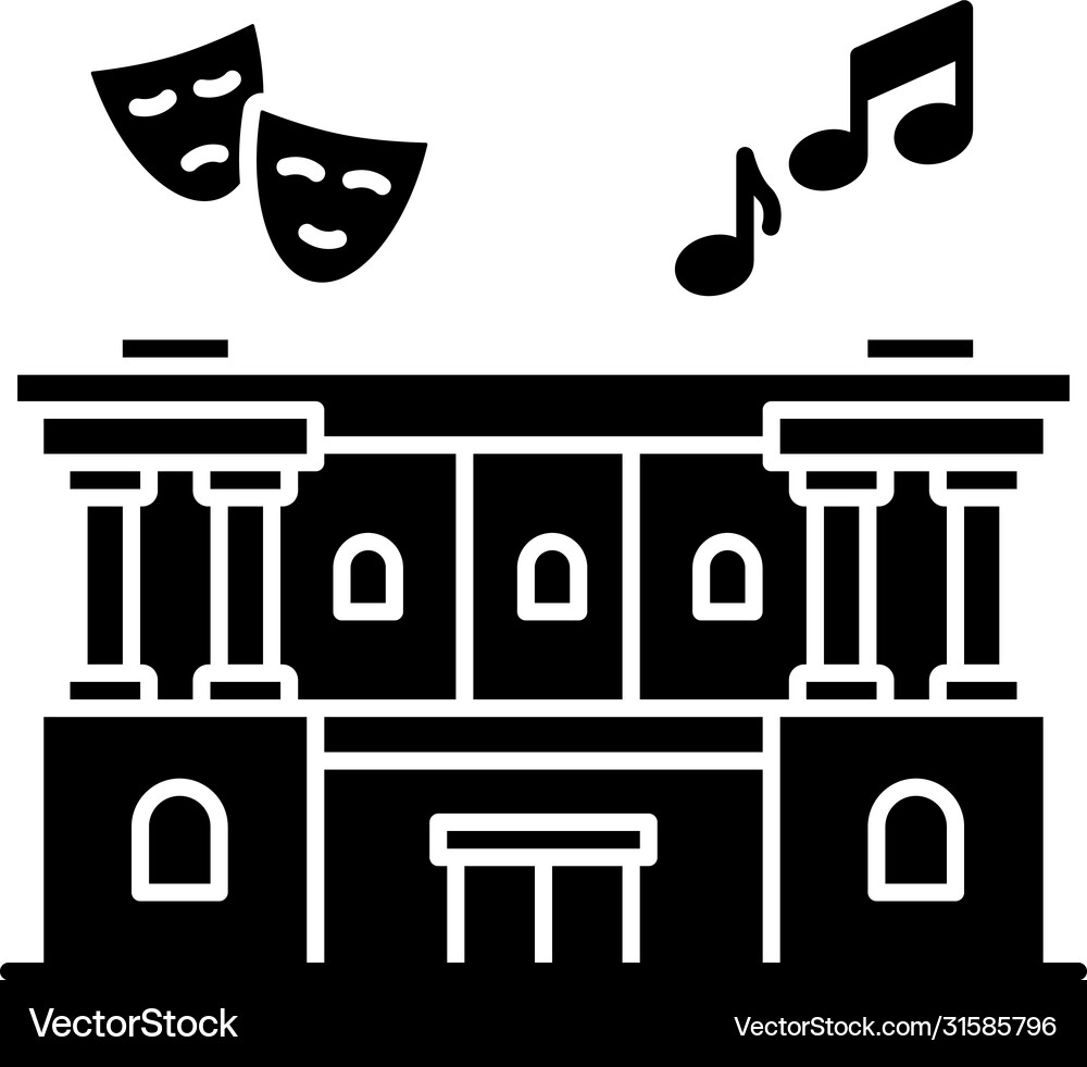 Cultural center black glyph icon Royalty Free Vector Image