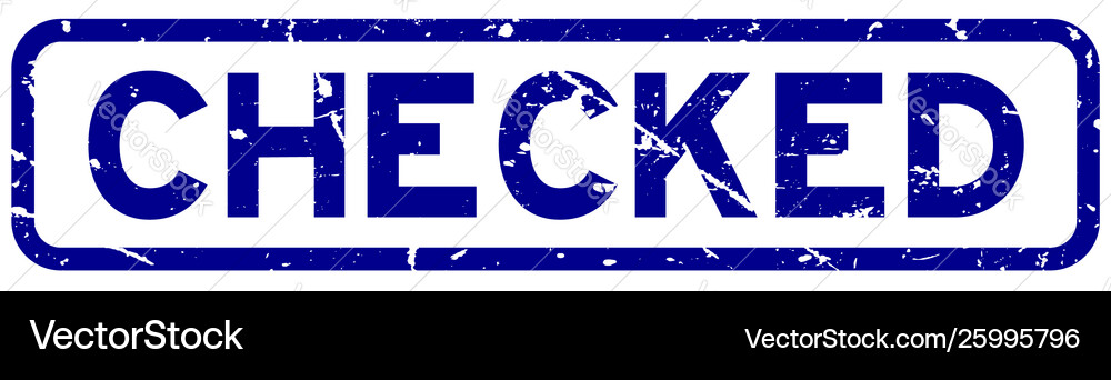 Grunge blue checked word rubber seal stamp Vector Image