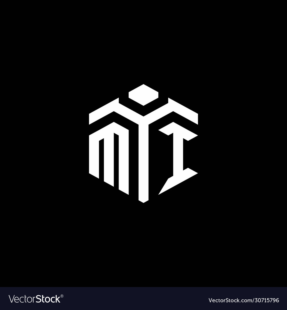 Mi monogram logo with abstract hexagon style Vector Image