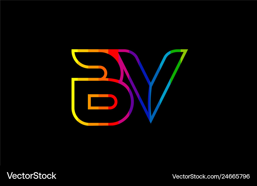 Rainbow color colored colorful alphabet letter bv Vector Image