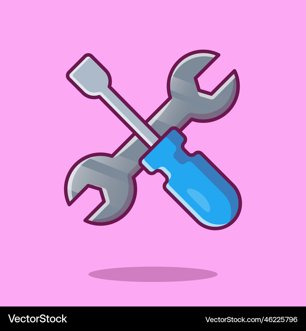 Screwdriver and wrench cartoon Royalty Free Vector Image