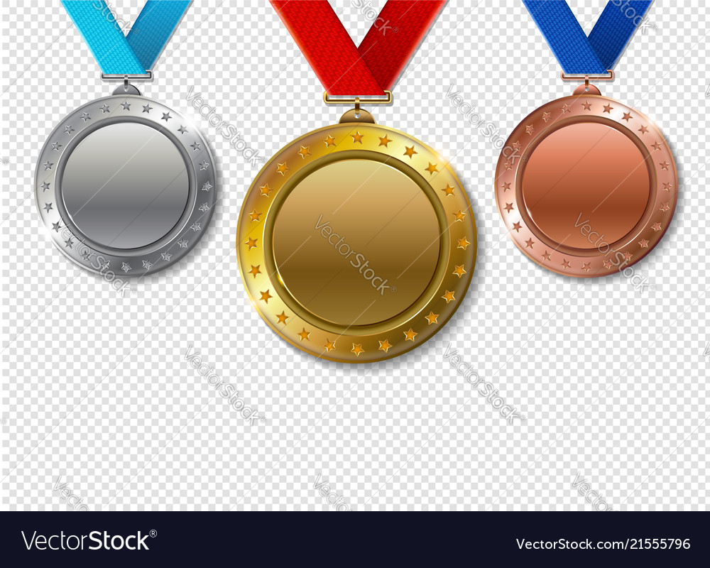 Set of realistic 3d champion gold silver Vector Image