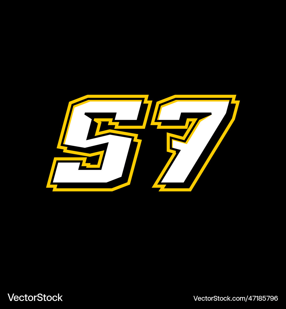 Sport racing number template 57 Royalty Free Vector Image