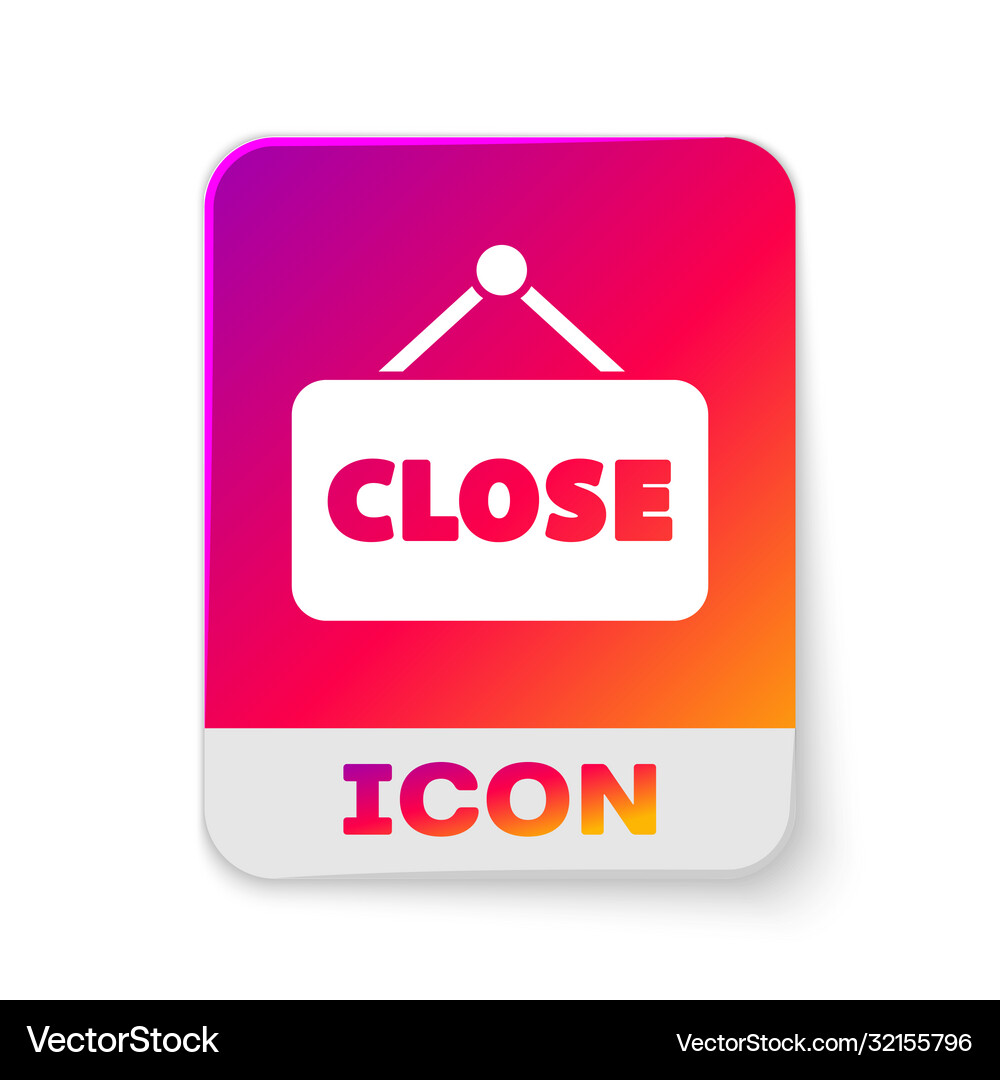 White hanging sign with text closed icon isolated Vector Image