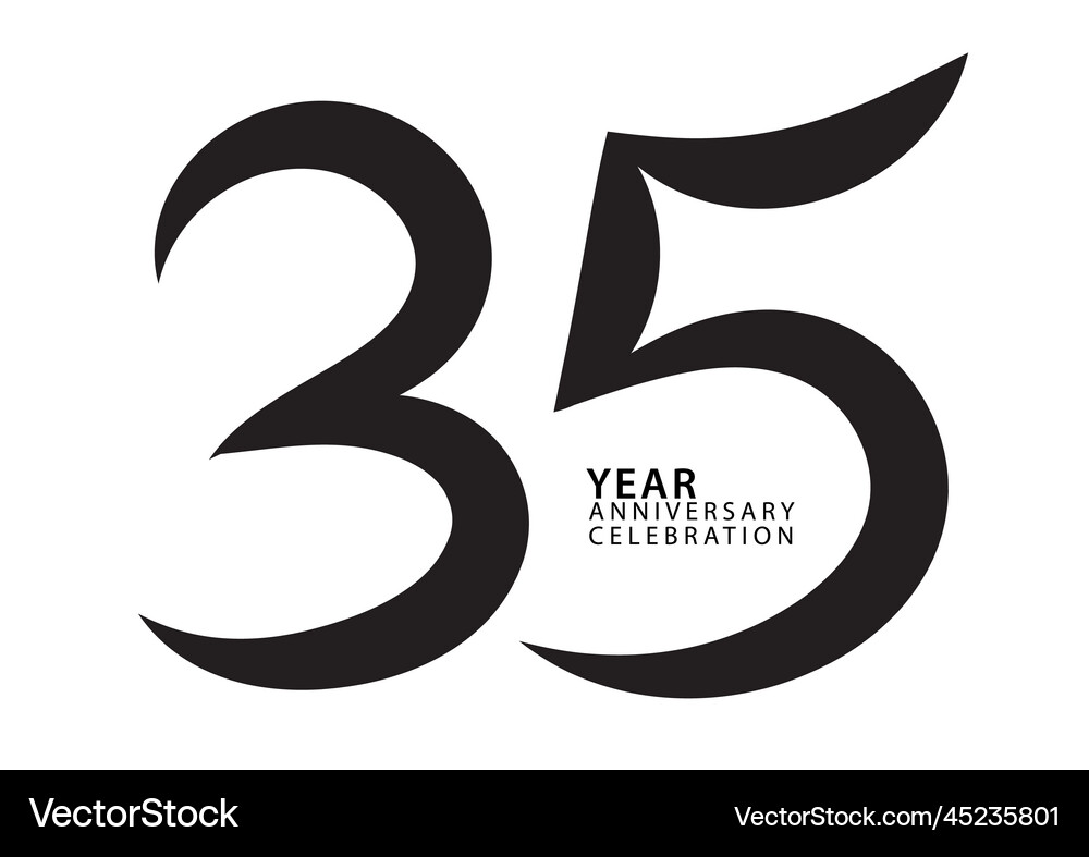 35 year anniversary celebration black color Vector Image