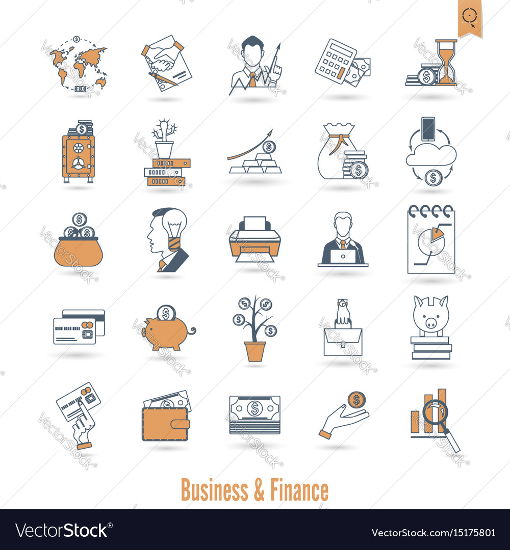 Business and finance icon set Royalty Free Vector Image