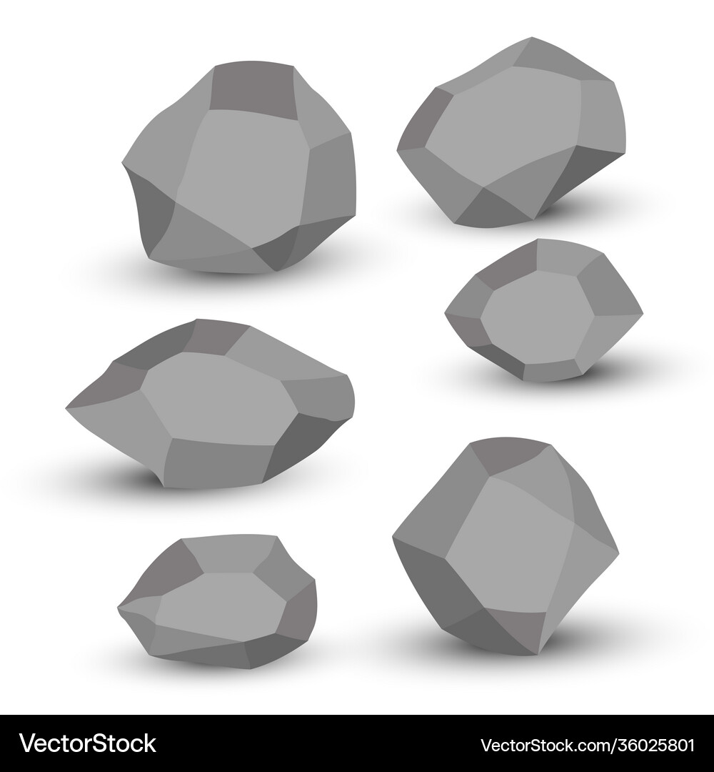 Cartoon stones rock stone isometric set granite Vector Image