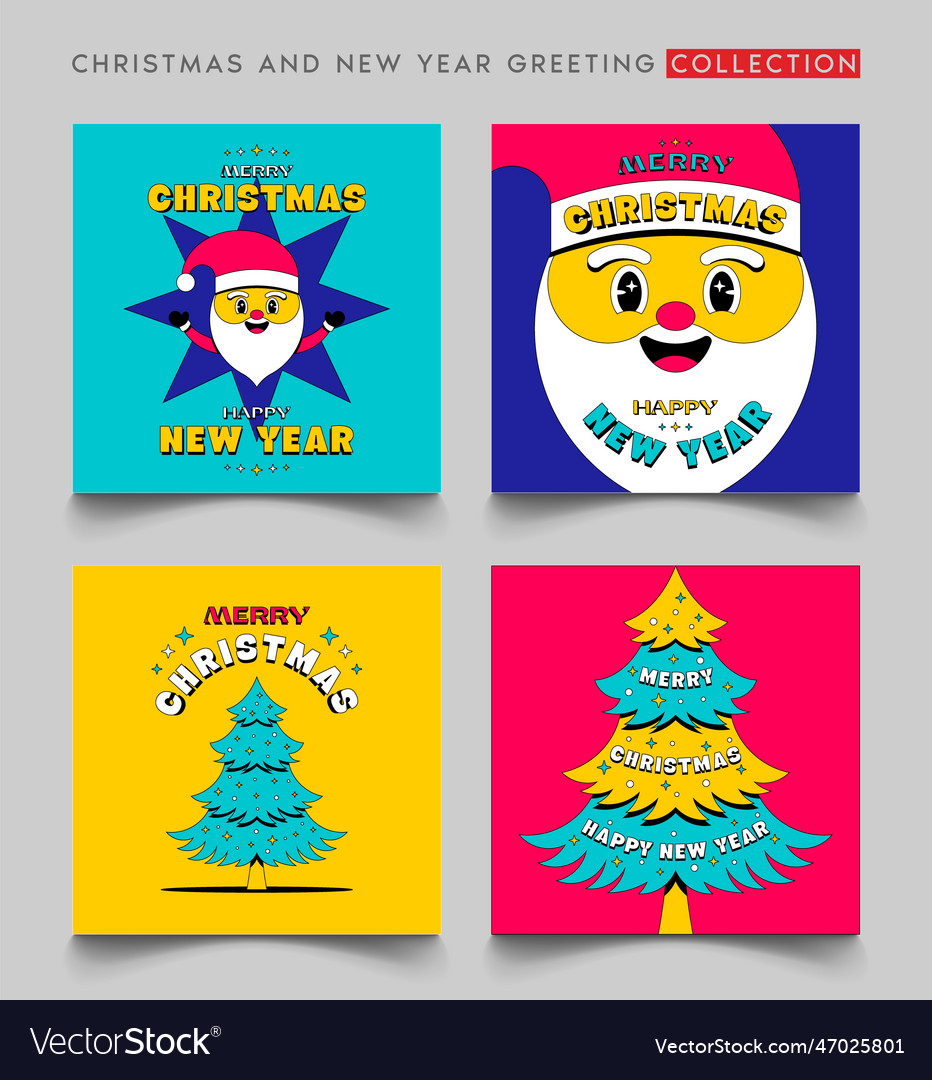 Collection Of Hand Drawn Merry Christmas Vector Image