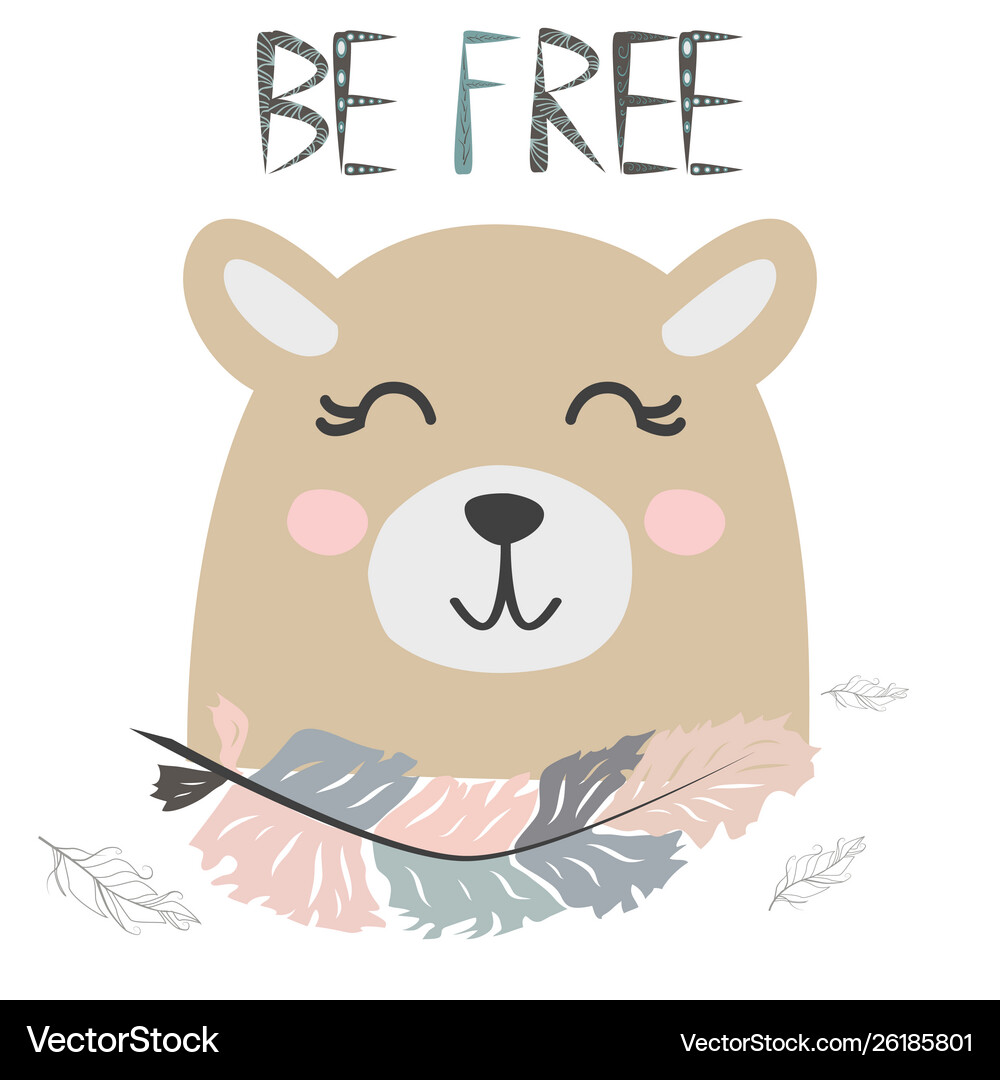 Cute little bear smiling face with graceful Vector Image
