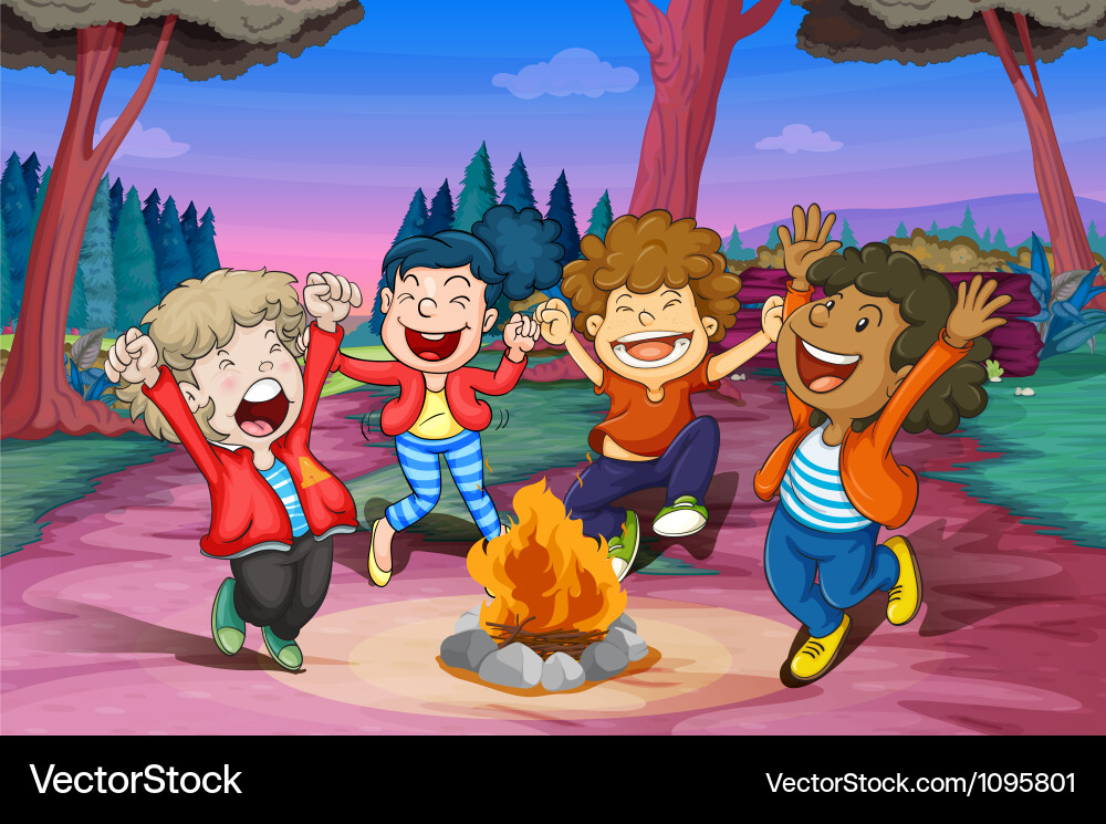 Fire camp of kids Royalty Free Vector Image - VectorStock