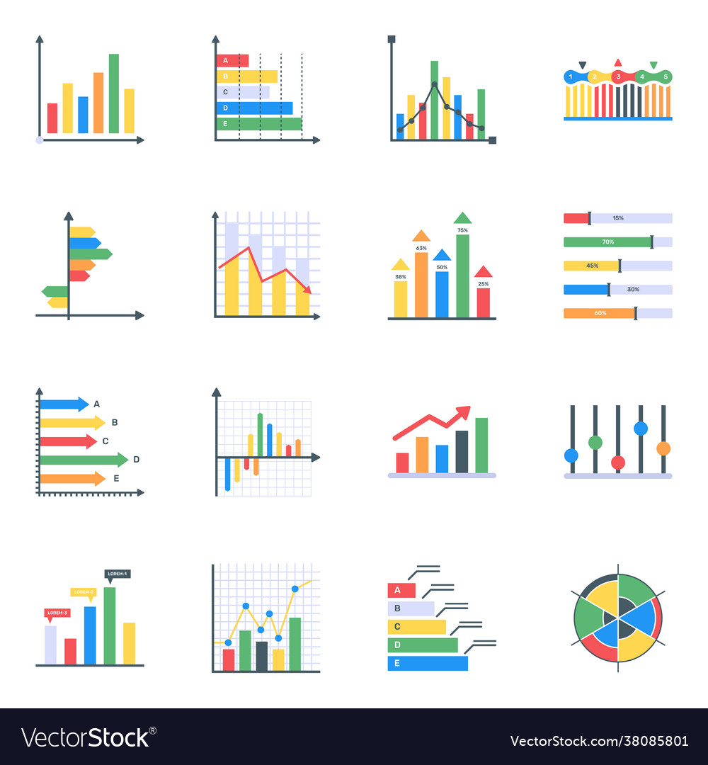 Flat icons modern business data Royalty Free Vector Image