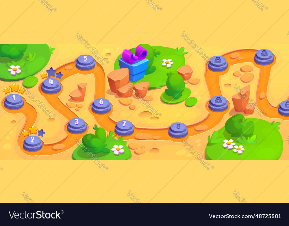 Game road map with level indicators Royalty Free Vector