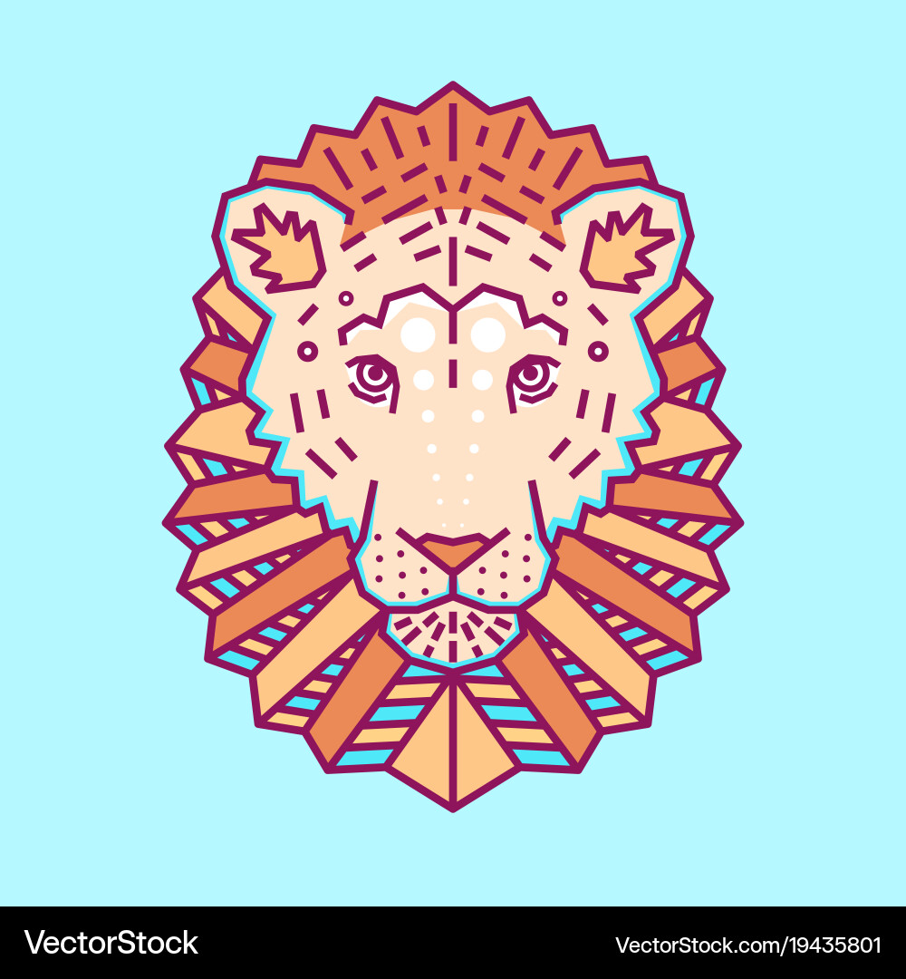 Geometric head of lion simple forms Royalty Free Vector