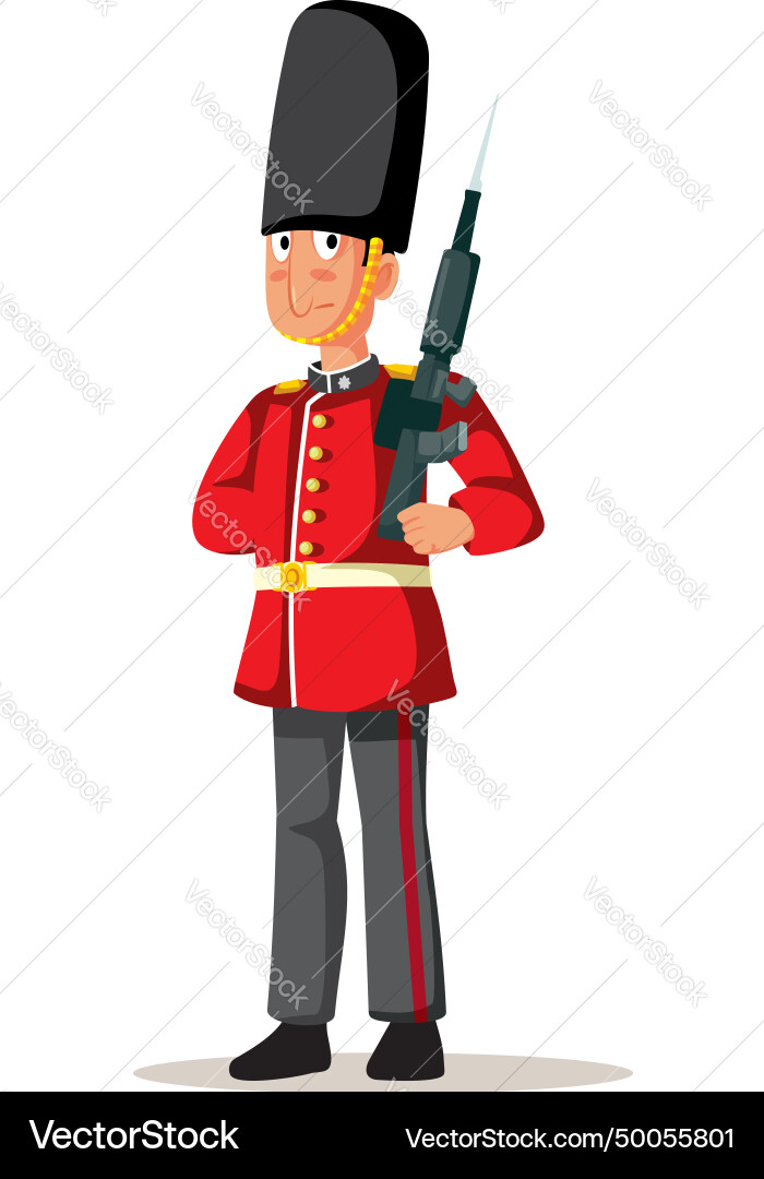 Guard soldier from buckingham cartoon character Vector Image