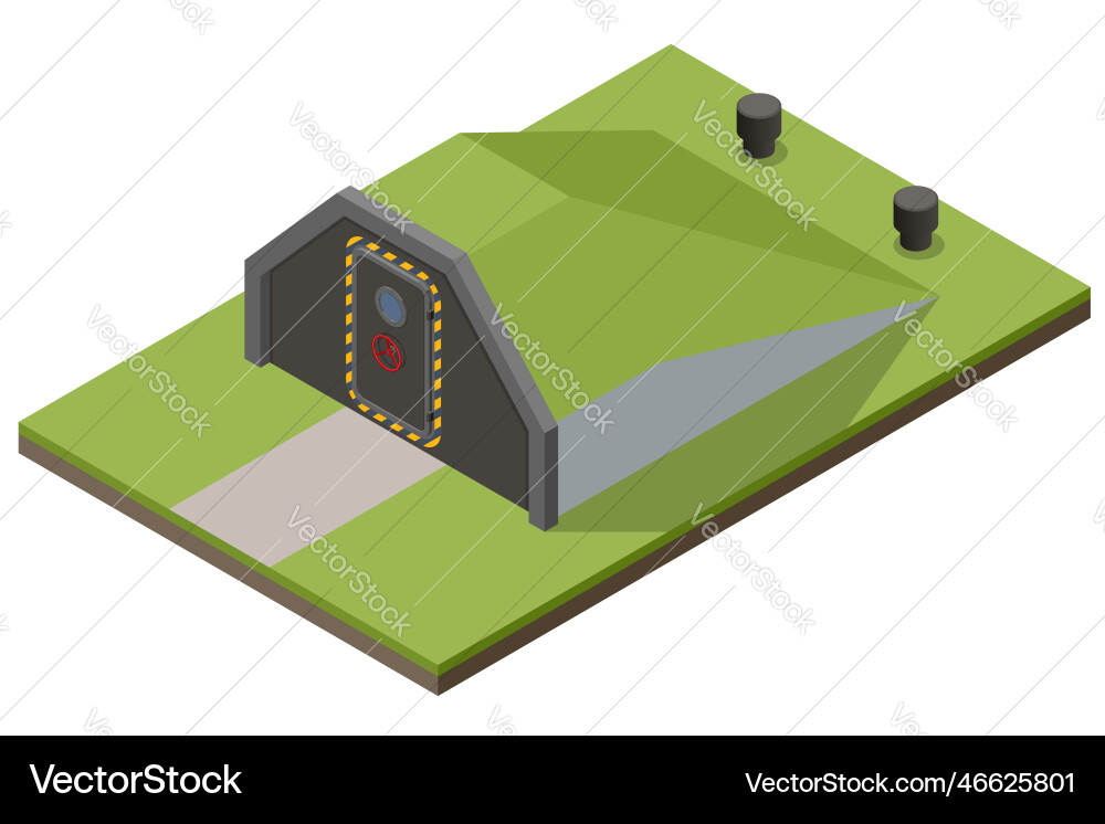 Isometric concrete bomb shelter bunker bombproof Vector Image