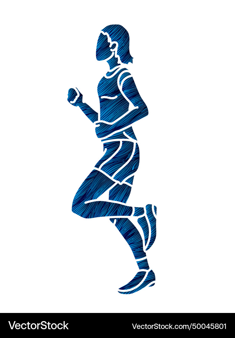 Marathon runner a woman start running action Vector Image