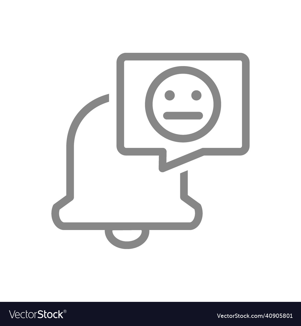 Notification bell with neutral face in speech Vector Image Notification bell with neutral face in speech Vector Image