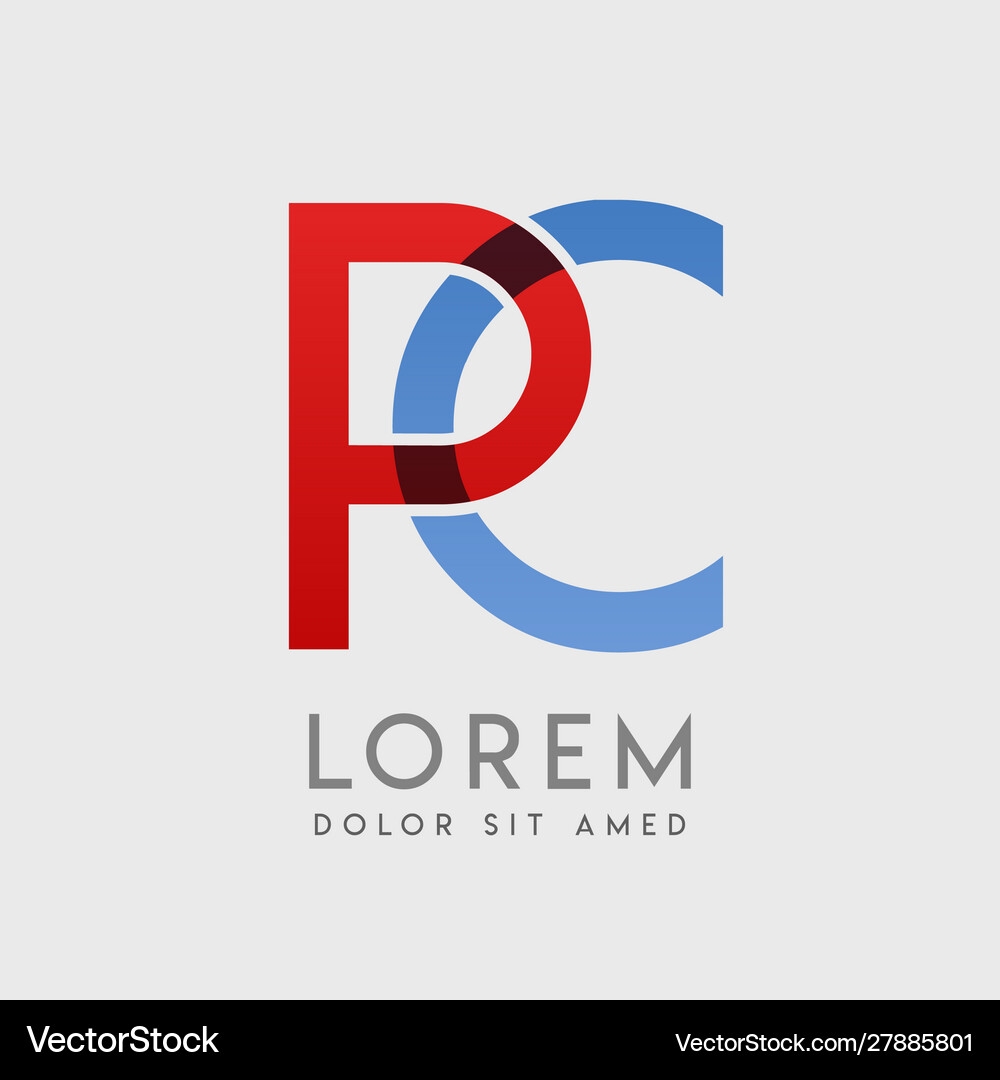 Pc logo letters with blue and red gradation Vector Image