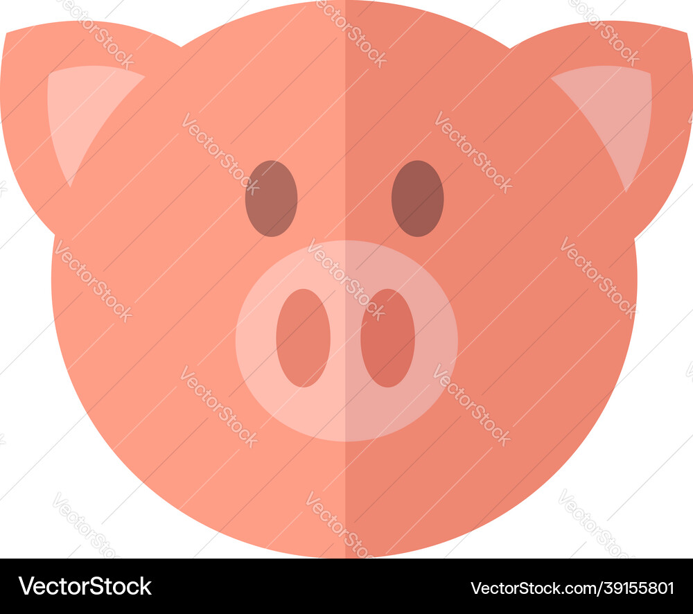 Pink pig head icon on white background Royalty Free Vector
