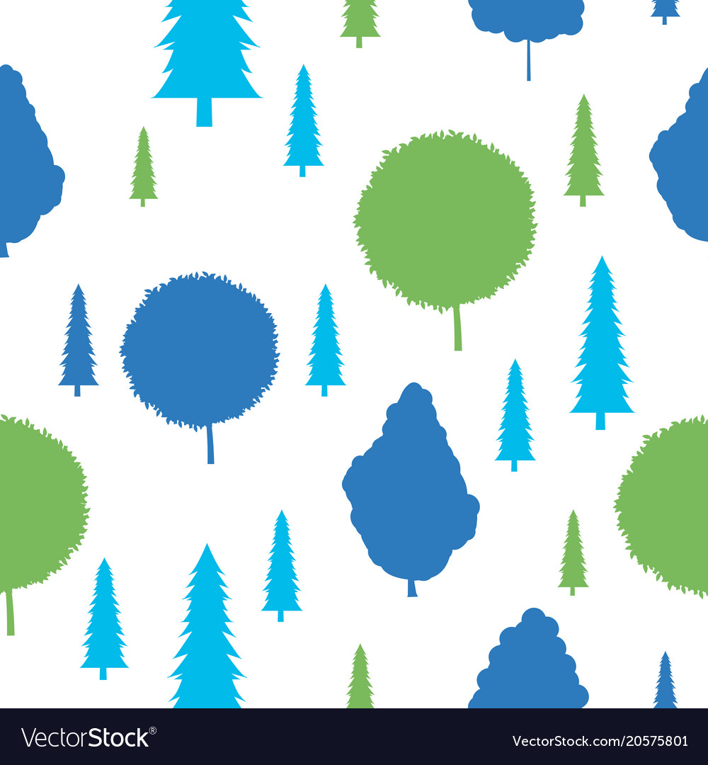 Seamless pattern with various type of the trees Vector Image