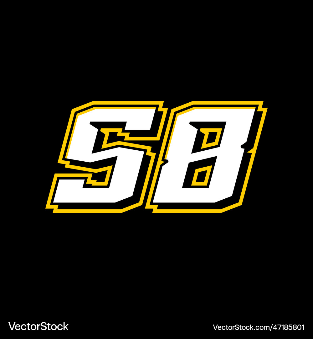 Sport racing number template 58 Royalty Free Vector Image