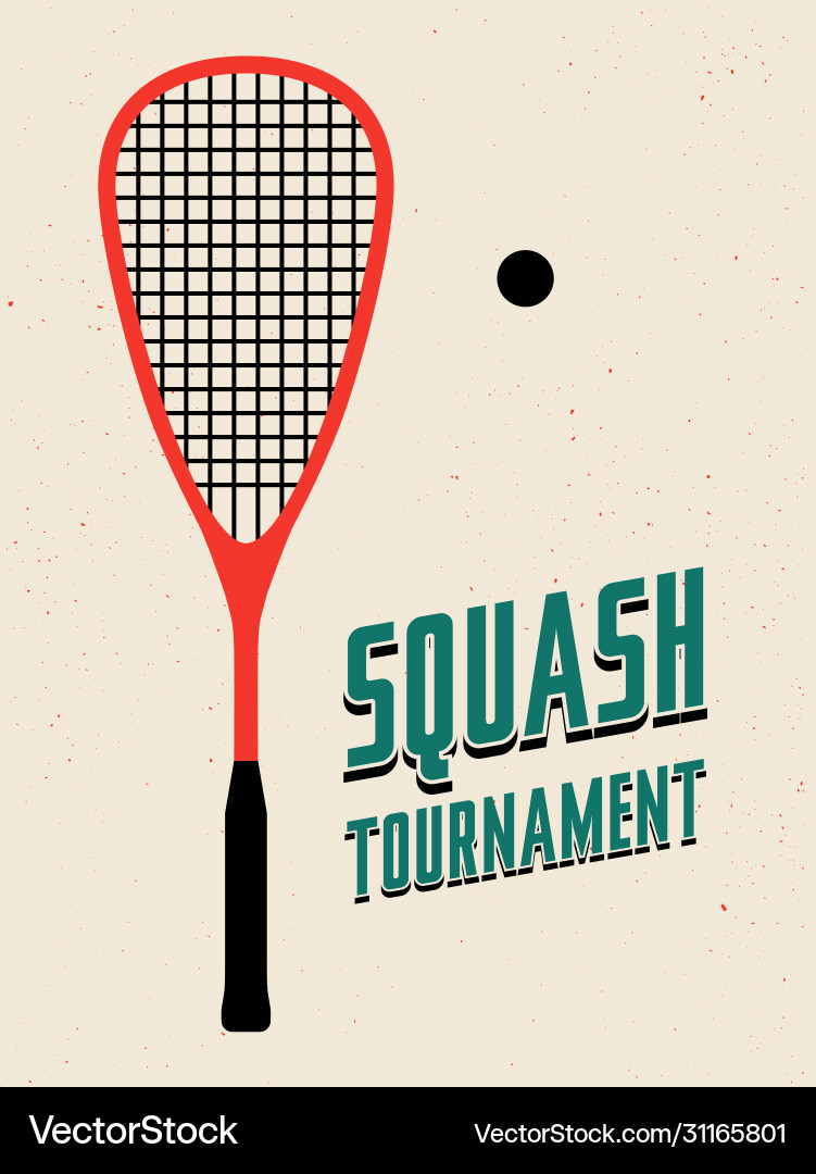 Squash tournament typographical vintage poster Vector Image