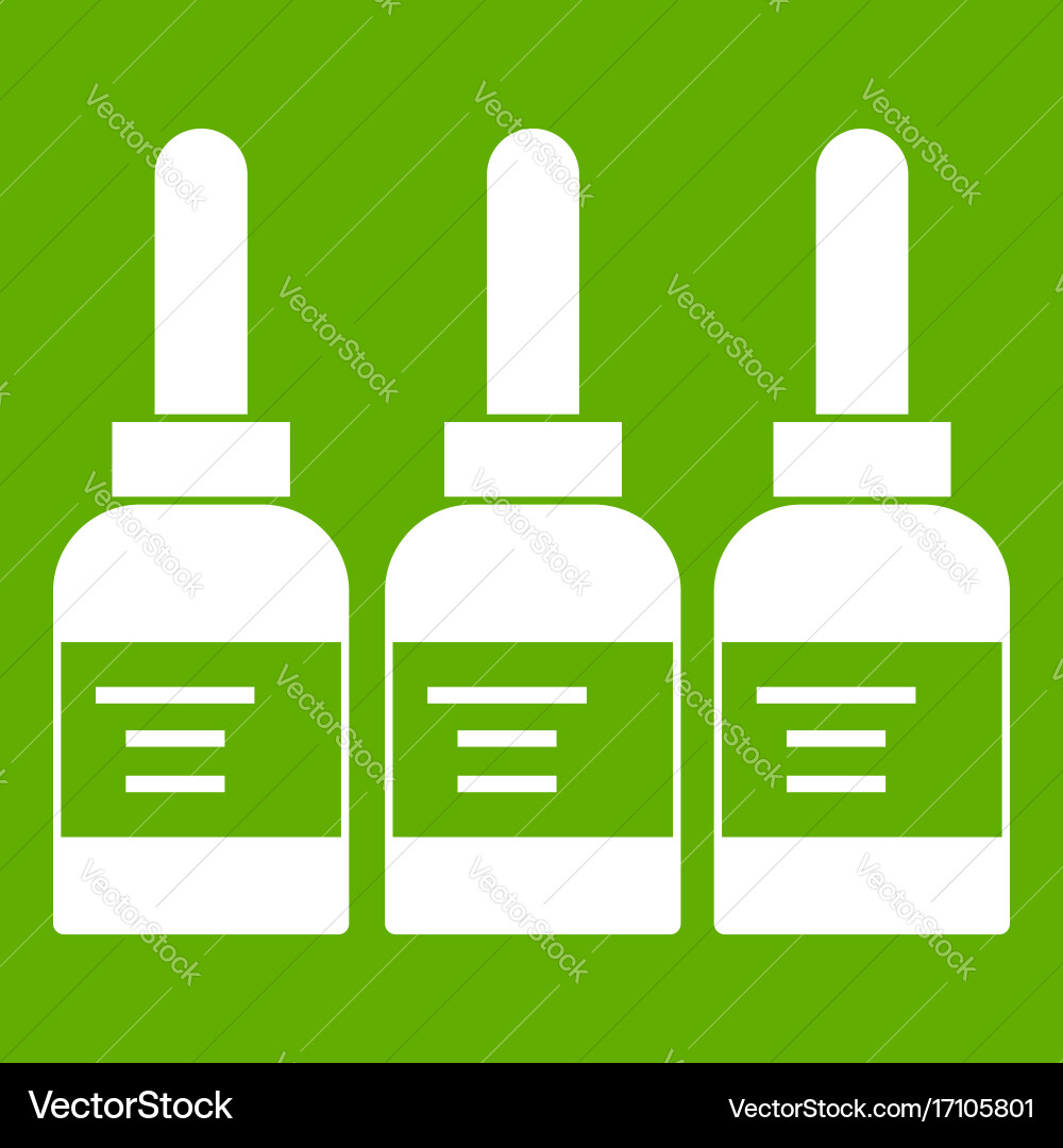 Three tattoo ink bottles icon green Royalty Free Vector