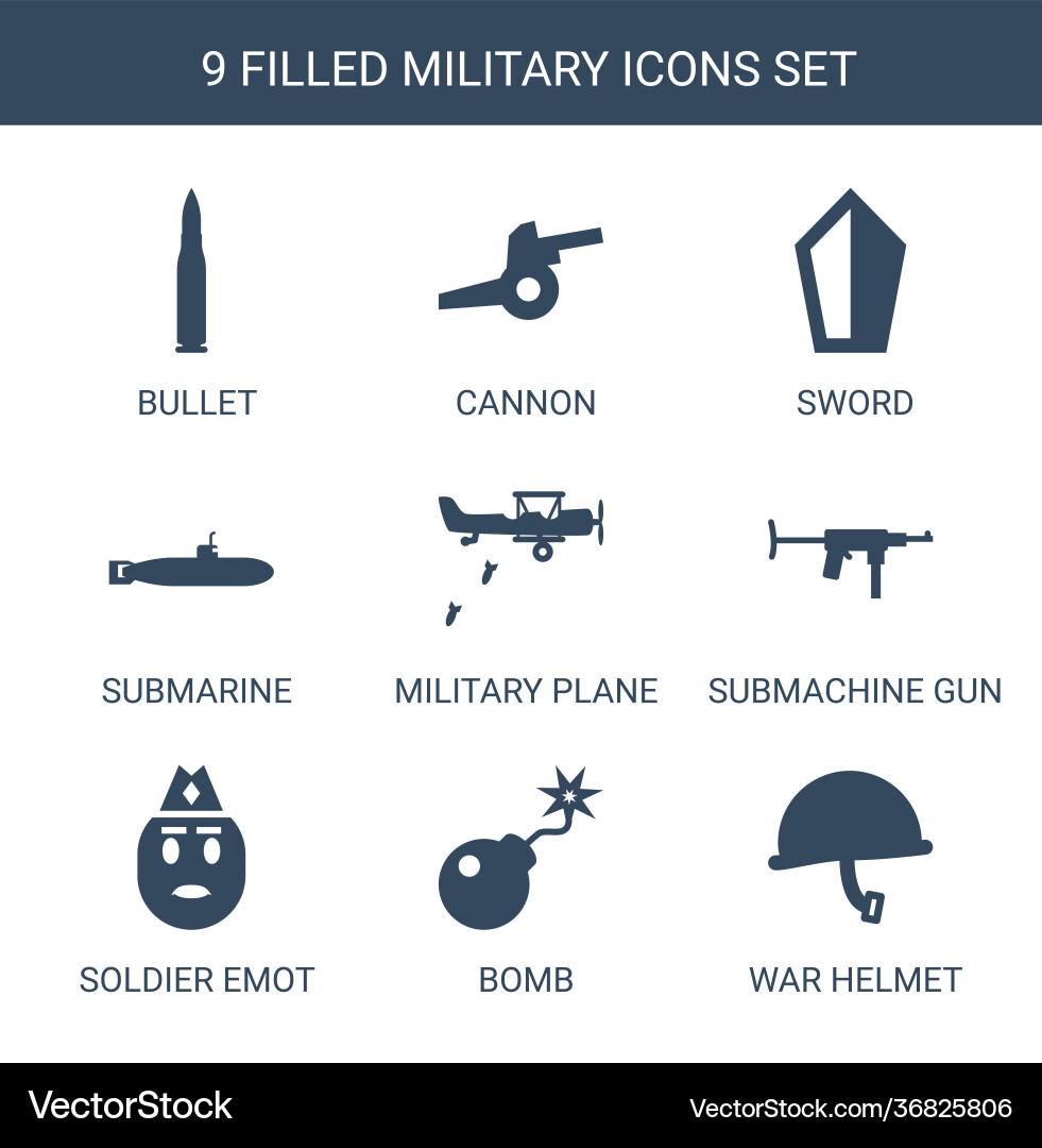 9 military icons Royalty Free Vector Image - VectorStock