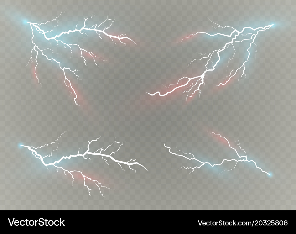 A set of lightning magic and bright light effects Vector Image