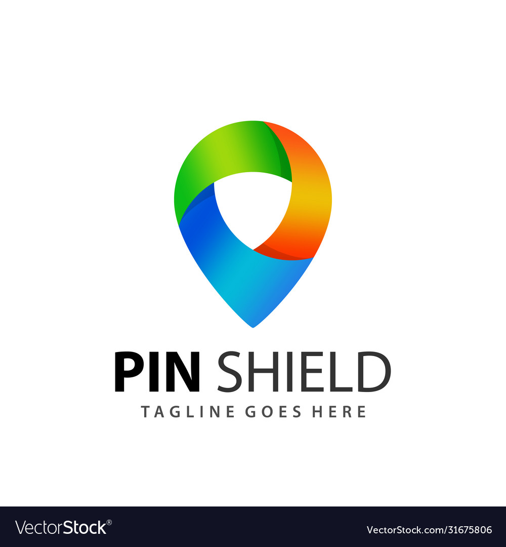 Abstract pin shield pointer logo design Royalty Free Vector