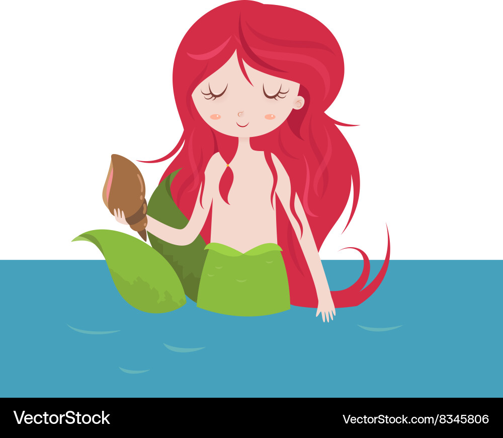 Beautiful mermaid cartoon Royalty Free Vector Image