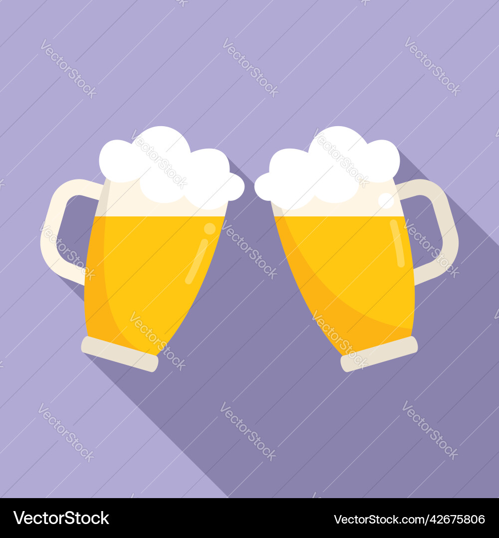 Beer toast icon flat drink glass Royalty Free Vector Image