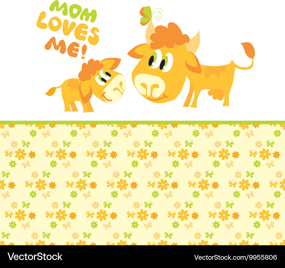 Caw mom and baby Royalty Free Vector Image - VectorStock