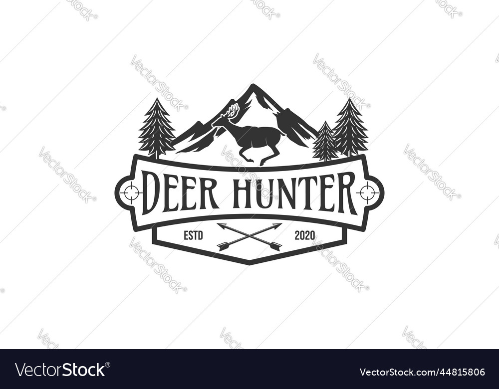 Deer hunting badge logo with a combination of Vector Image