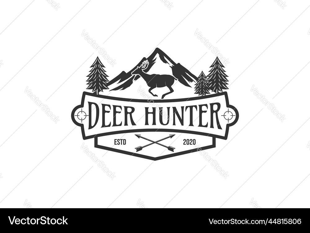 Deer hunting badge logo with a combination Vector Image