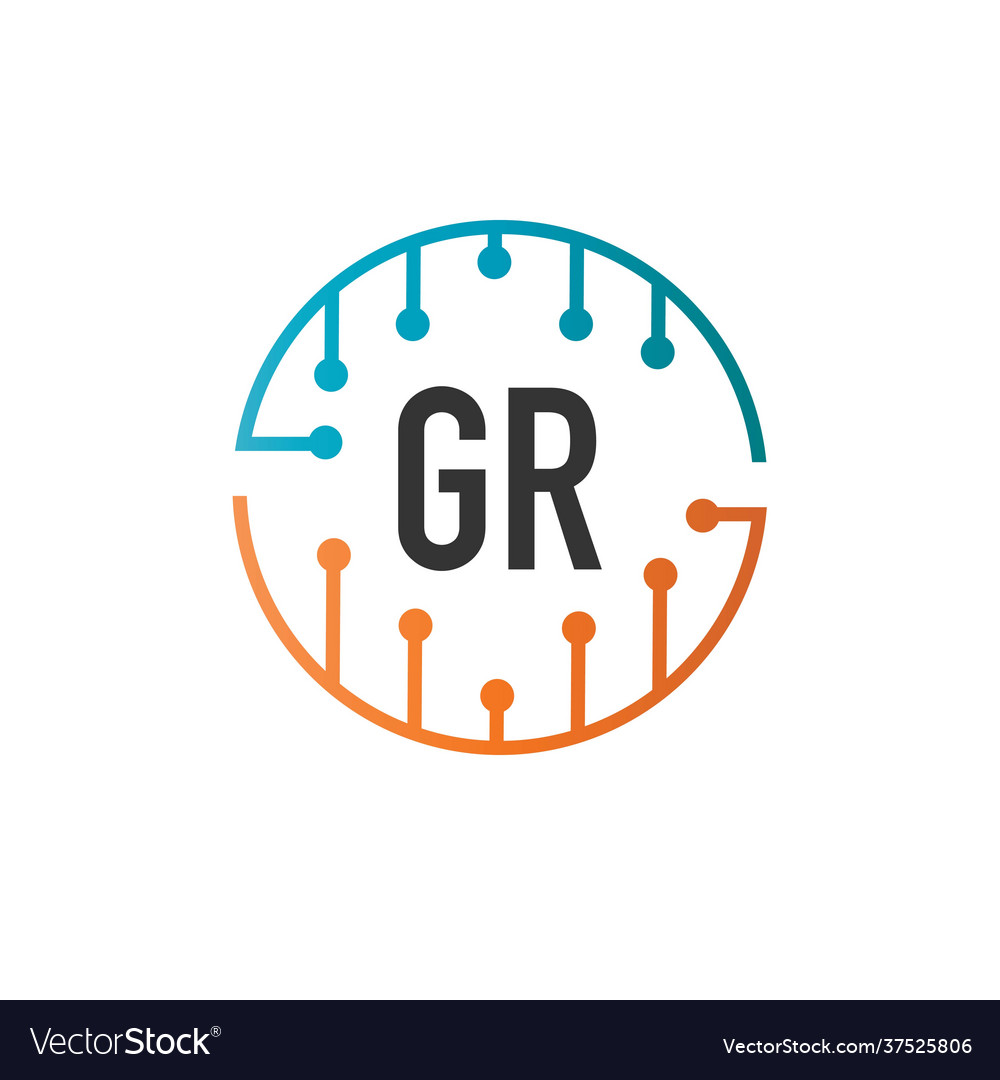 Future Tech Logo Template - 'GR' Initial Vector Image