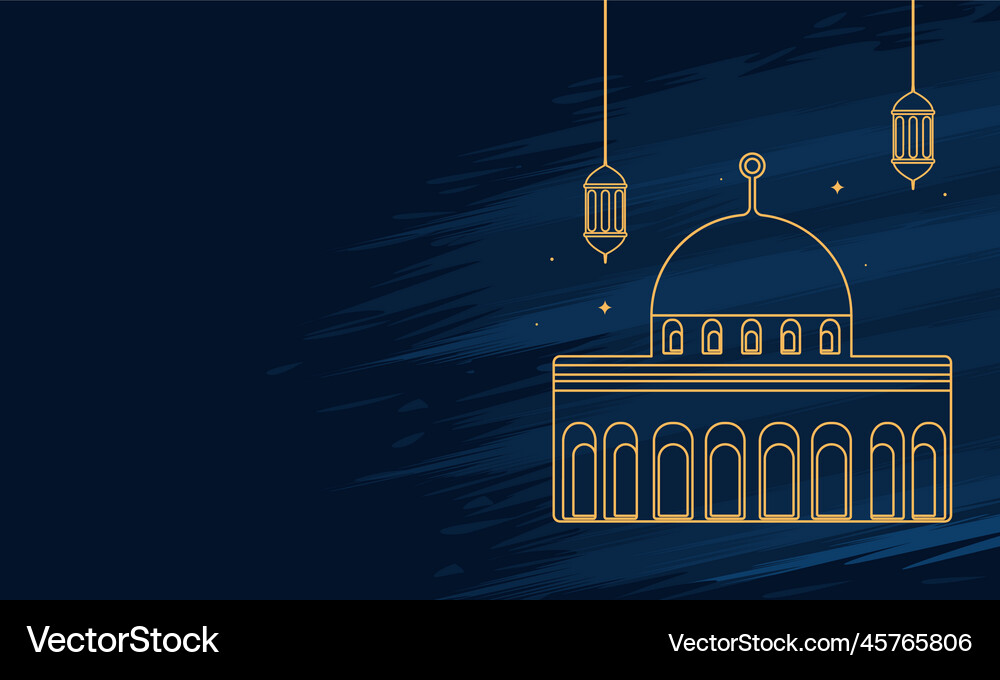 Golden lamps and mosque Royalty Free Vector Image