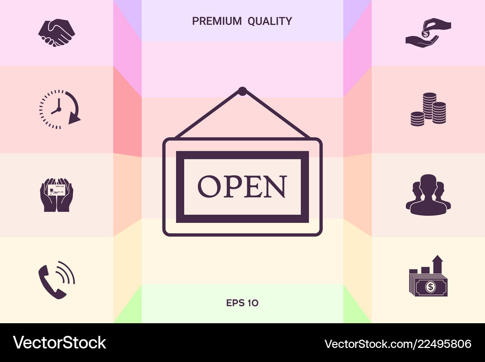 Information plate with open sign board hanging Vector Image