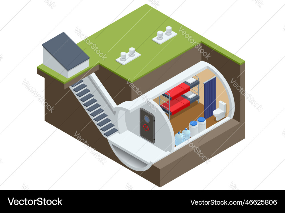 Isometric concrete bomb shelter bunker bombproof Vector Image