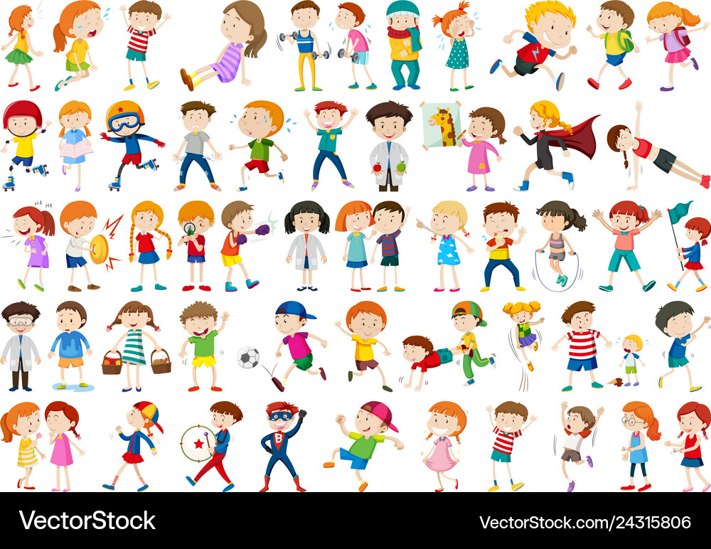 Large set of different kids Royalty Free Vector Image