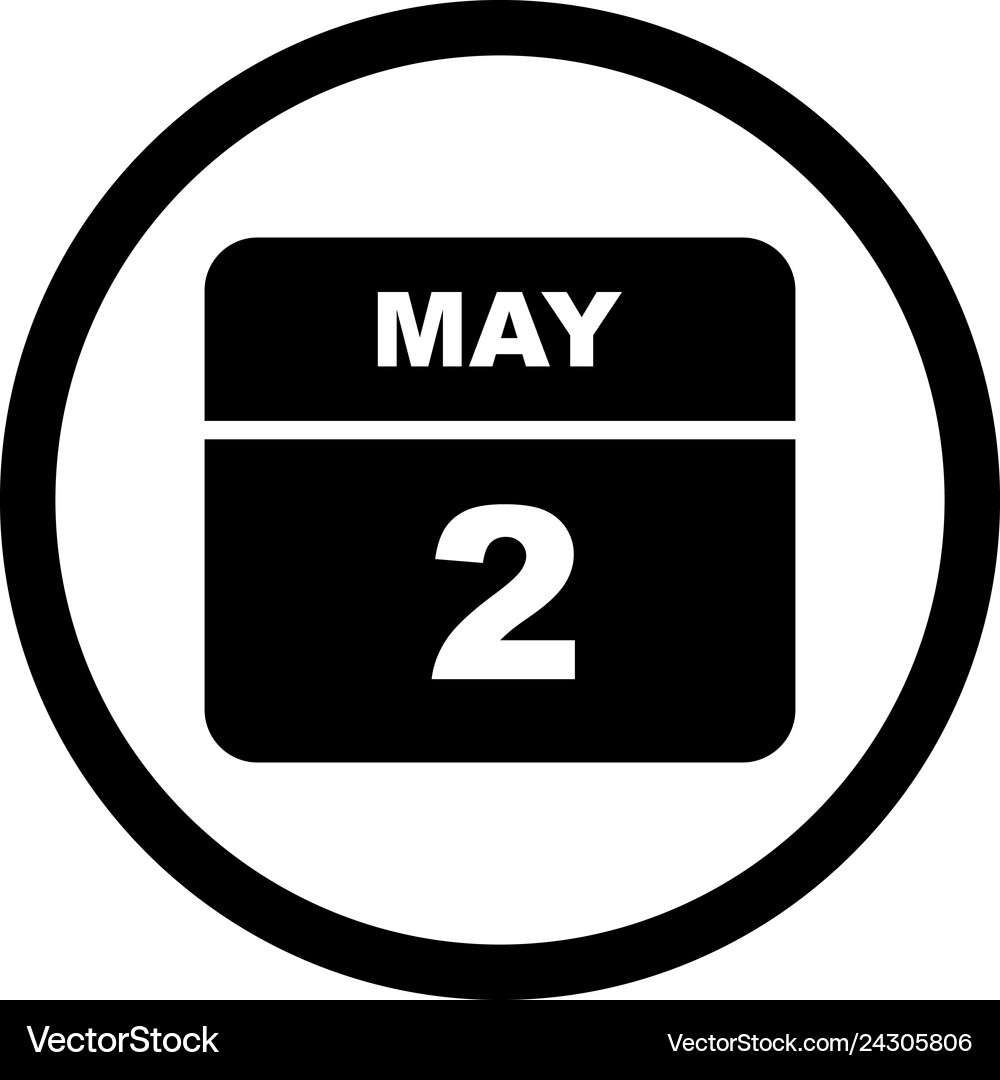 May 2nd date on a single day calendar Royalty Free Vector