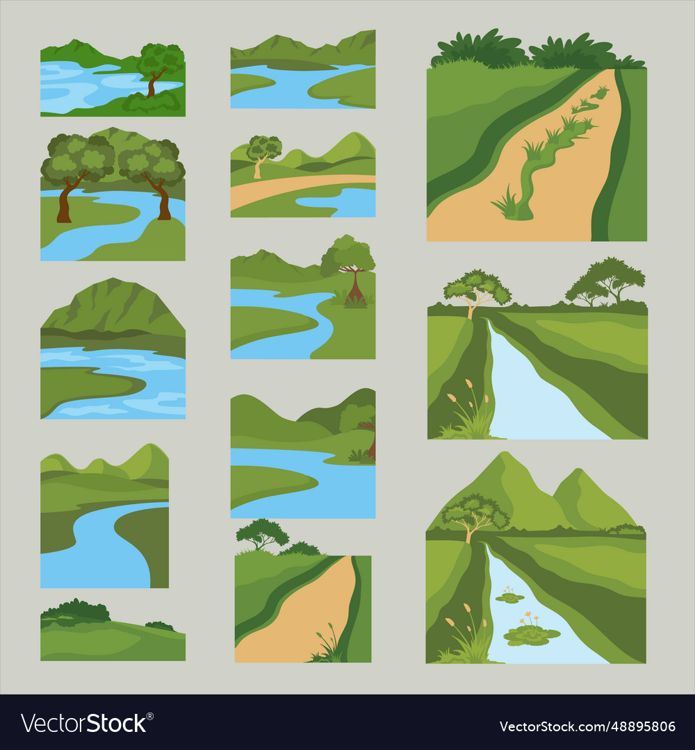 Mountain view set Royalty Free Vector Image - VectorStock